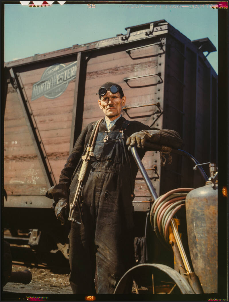 HDR-film-Mike-Evans-a-welder-at-the-rip-tracks-at-Proviso-yard-1943 - Seim - Master Photographer